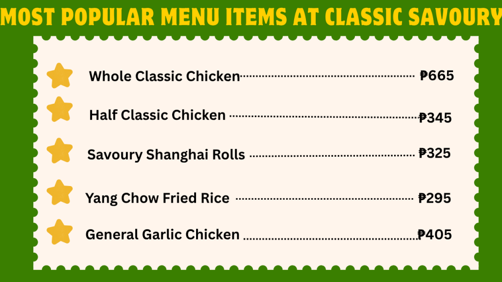 Classic Savory Menu With Prices In The Philippines - 2025