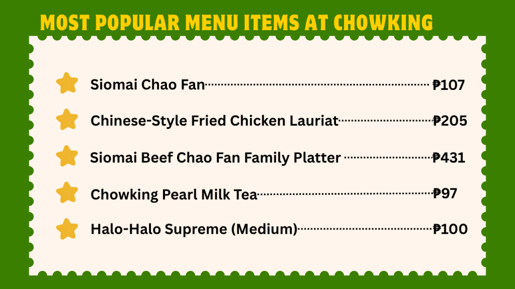 Chowking Menu With Prices In The Philippines - 2025