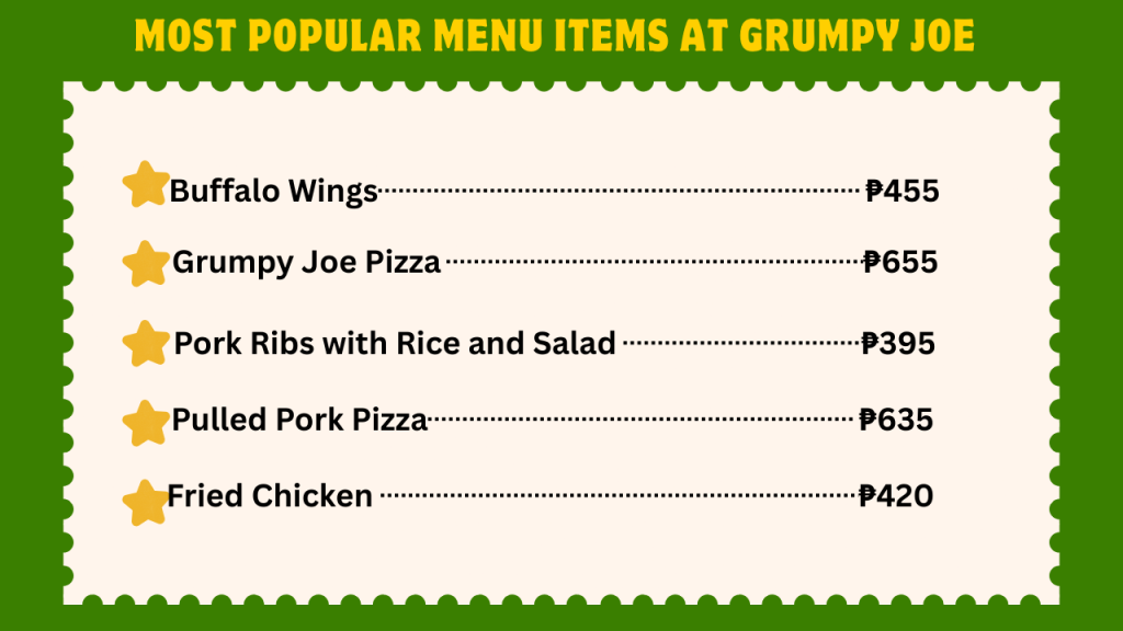 Grumpy Joe Menu With Prices In The Philippines- 2025