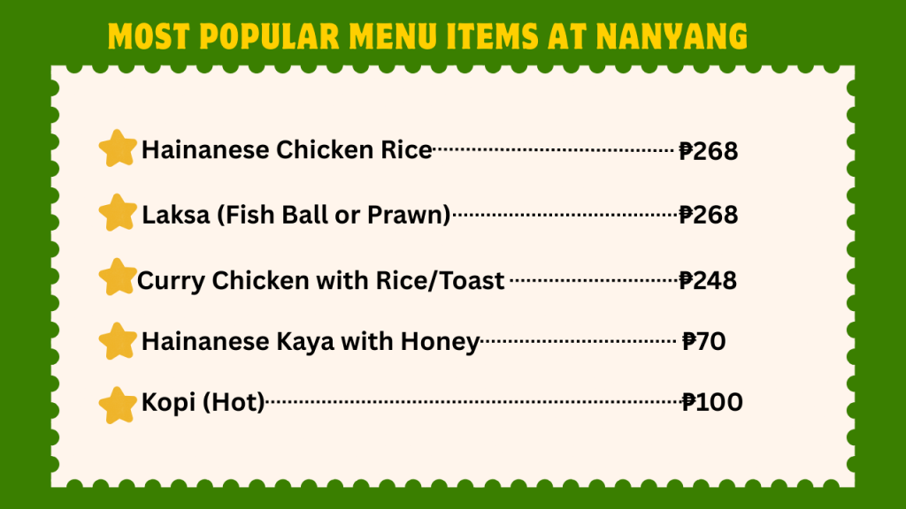 Nanyang Menu With Prices In The Philippines- 2025